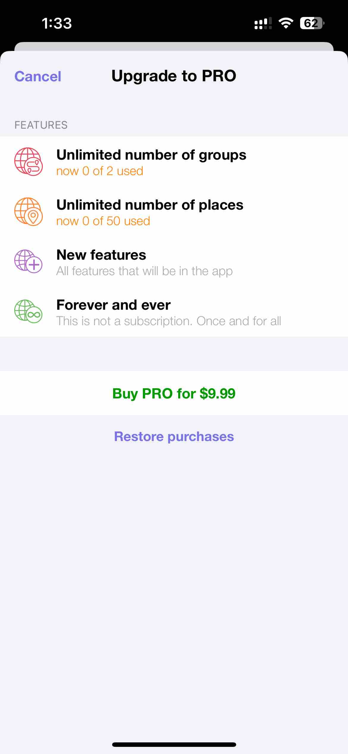 EveryPlace - Where I've been? | Paywall Screenshot ($1K/mo)