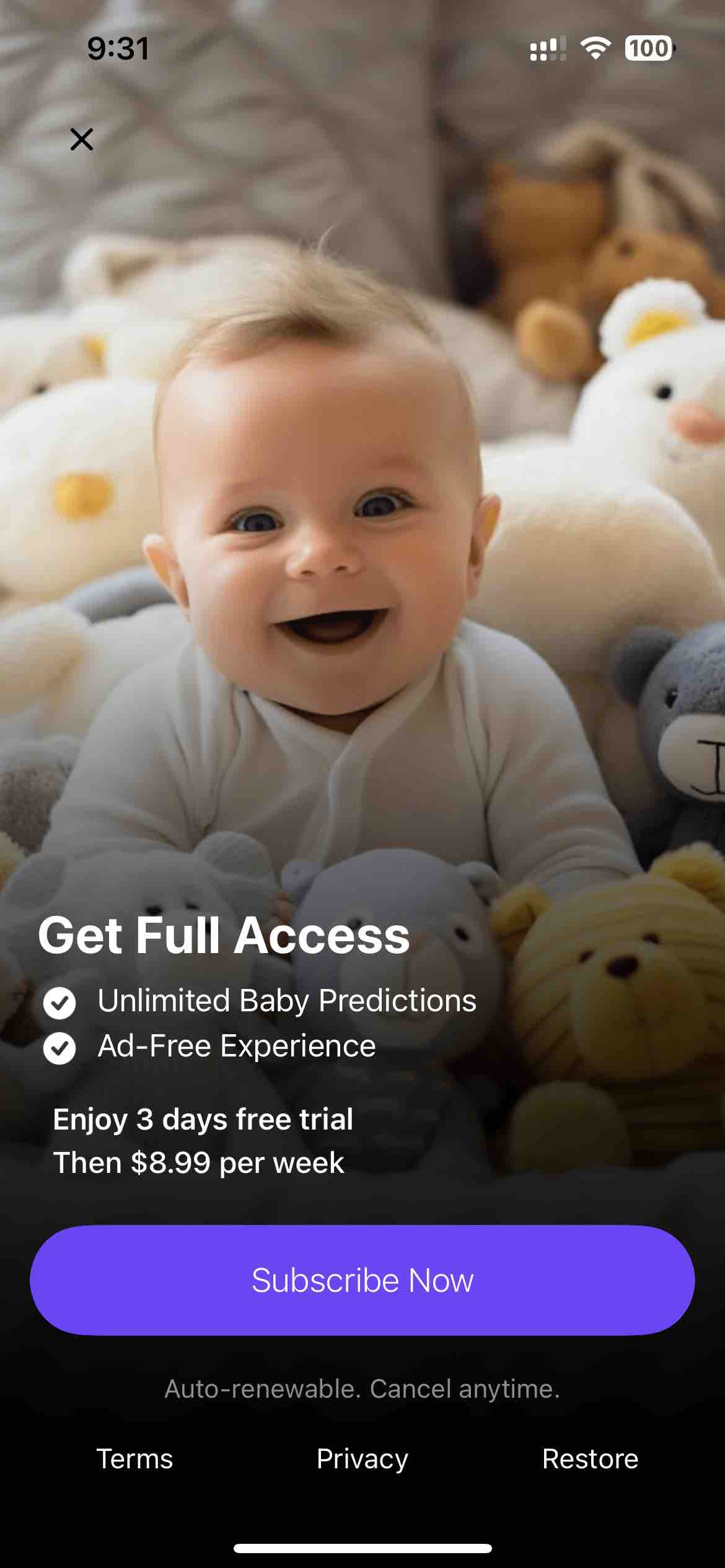 Future Baby Face Generator! | Paywall Screenshot ($1K/mo)