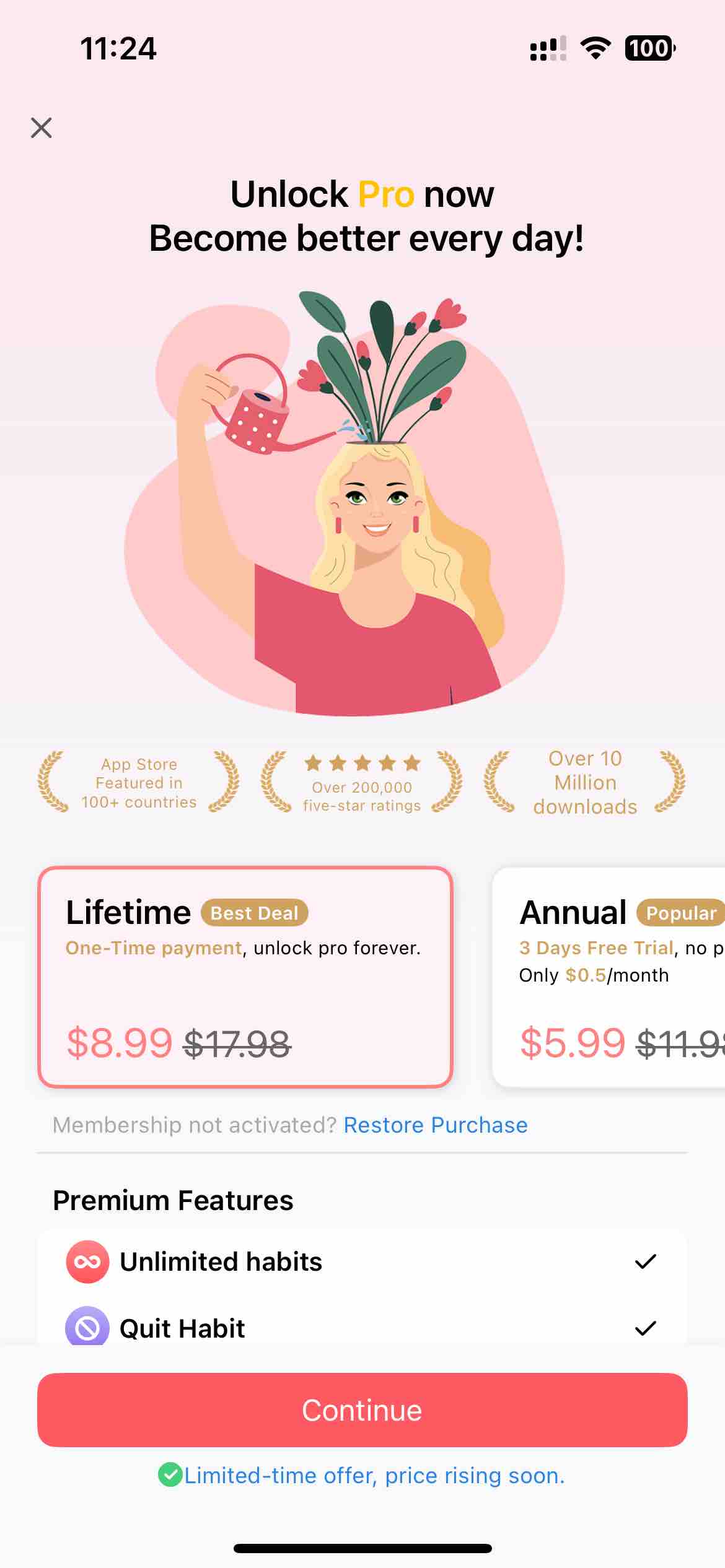 Habit Tracker | Paywall Screenshot ($200K/mo)