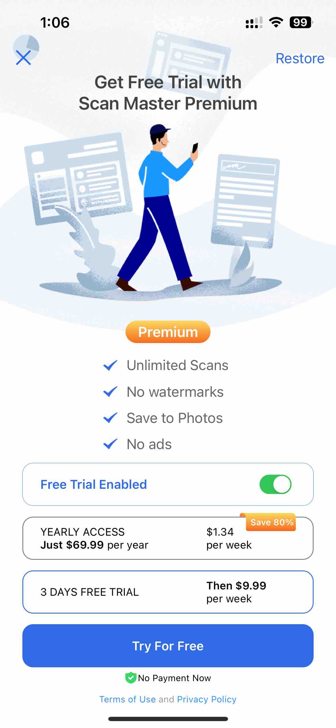 PDF Scanner Document Converter | Paywall Screenshot ($1K/mo)