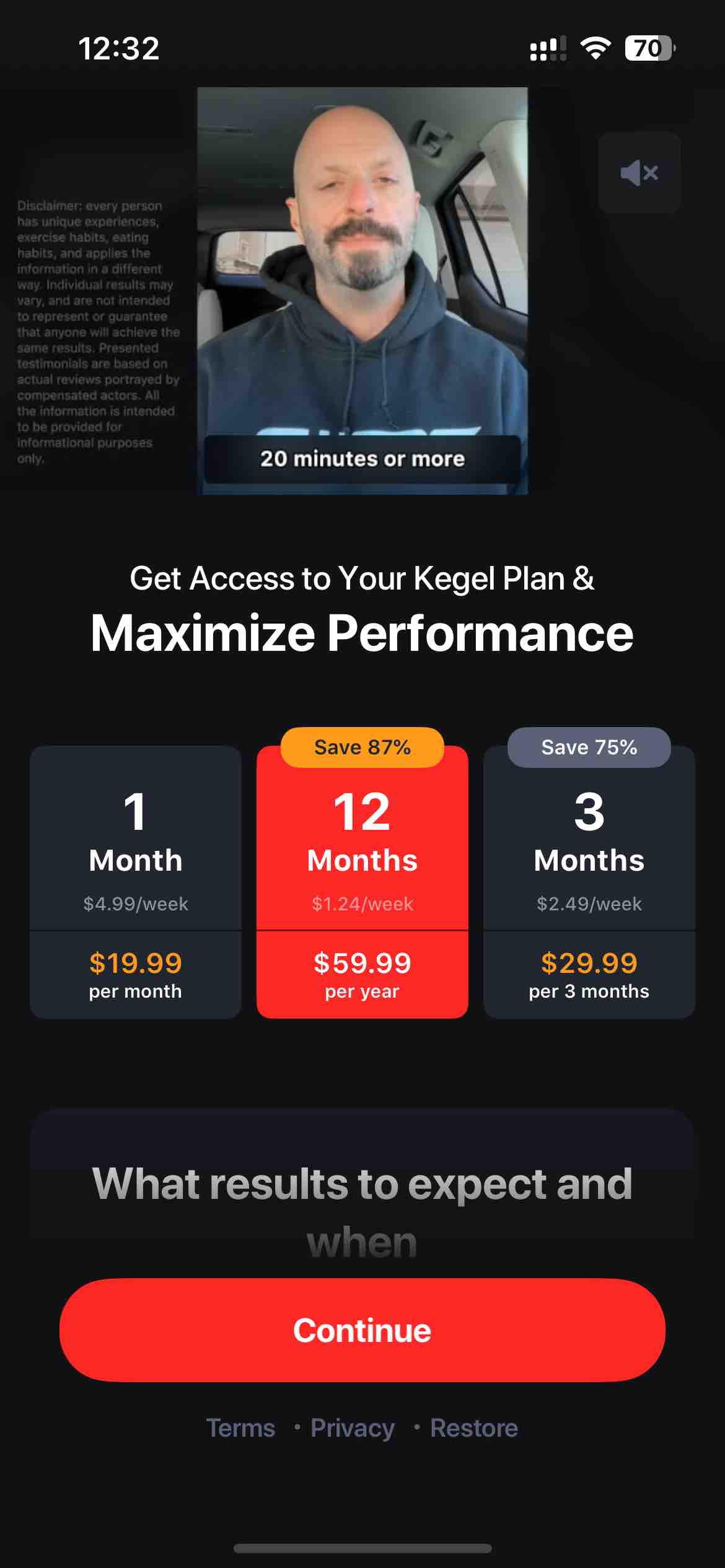Dr. Kegel: For Men’s Health | Paywall Screenshot ($300K/mo)