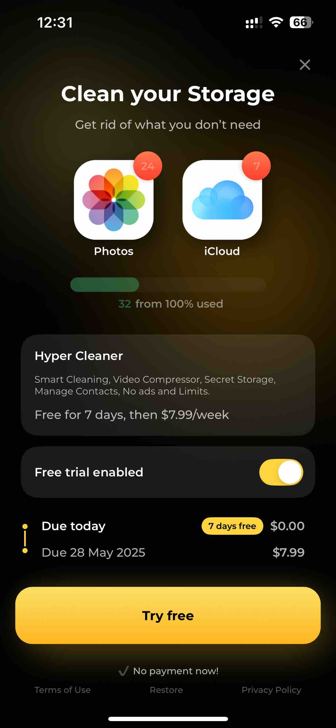 Hyper Cleaner: Clean Up Photos | Paywall Screenshot ($200K/mo)