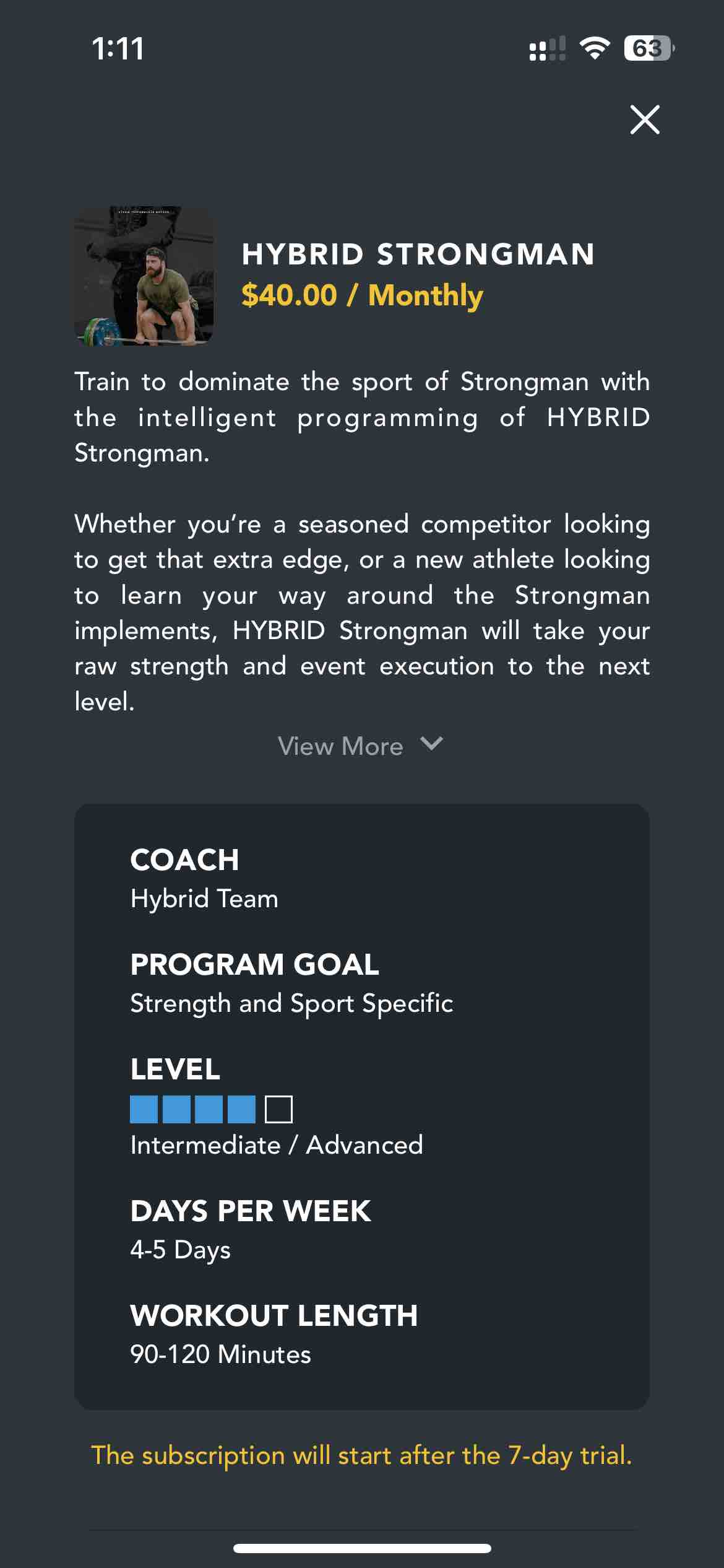 HYBRID | Strength Coach | Paywall Screenshot ($1K/mo)