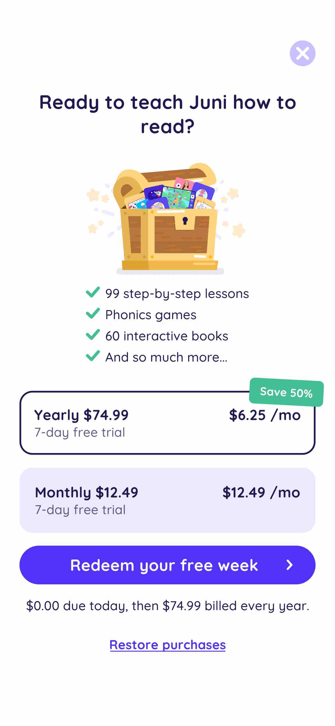 Learn to Read - Reading.com | Paywall Screenshot ($200K/mo)
