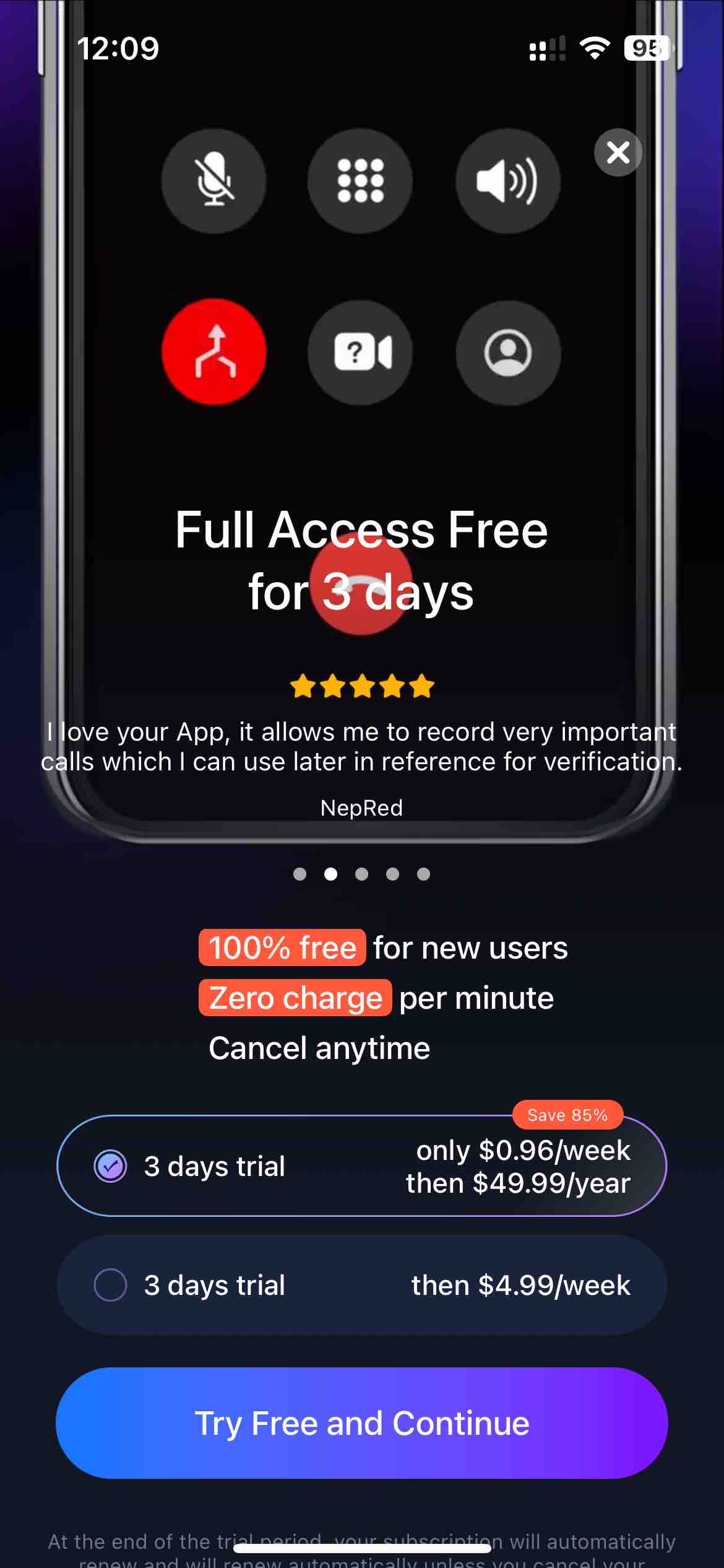 Easy Call Recorder:Phone Rev | Paywall Screenshot ($20K/mo)