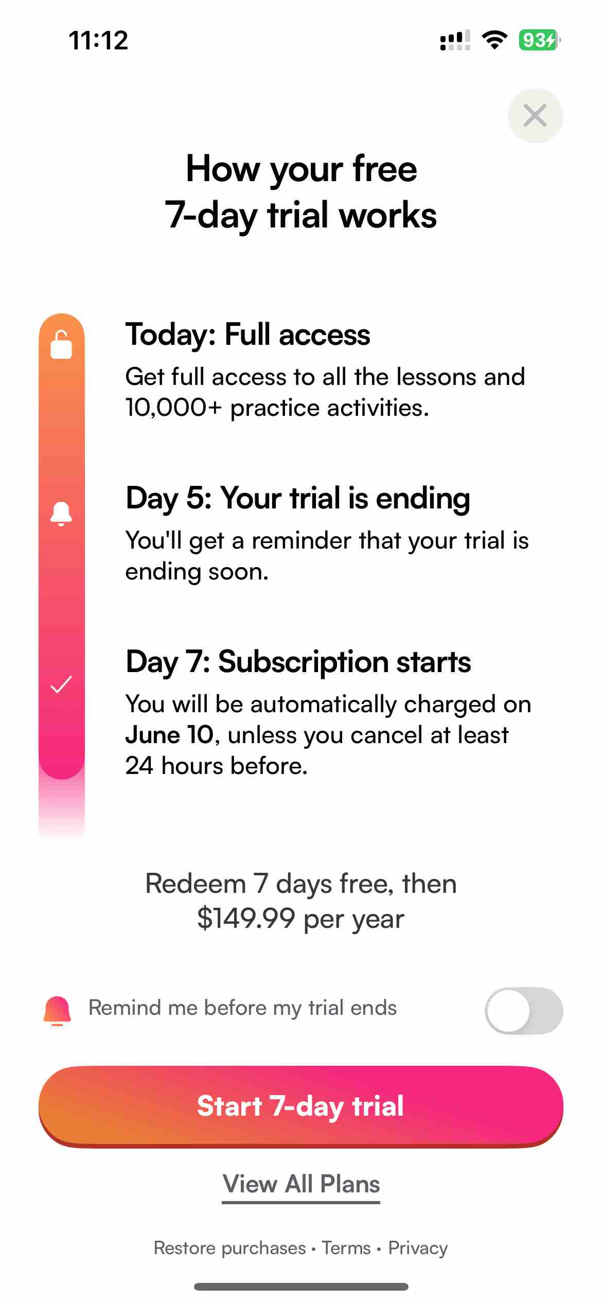 BoldVoice: Accent Training | Paywall Screenshot ($200K/mo)