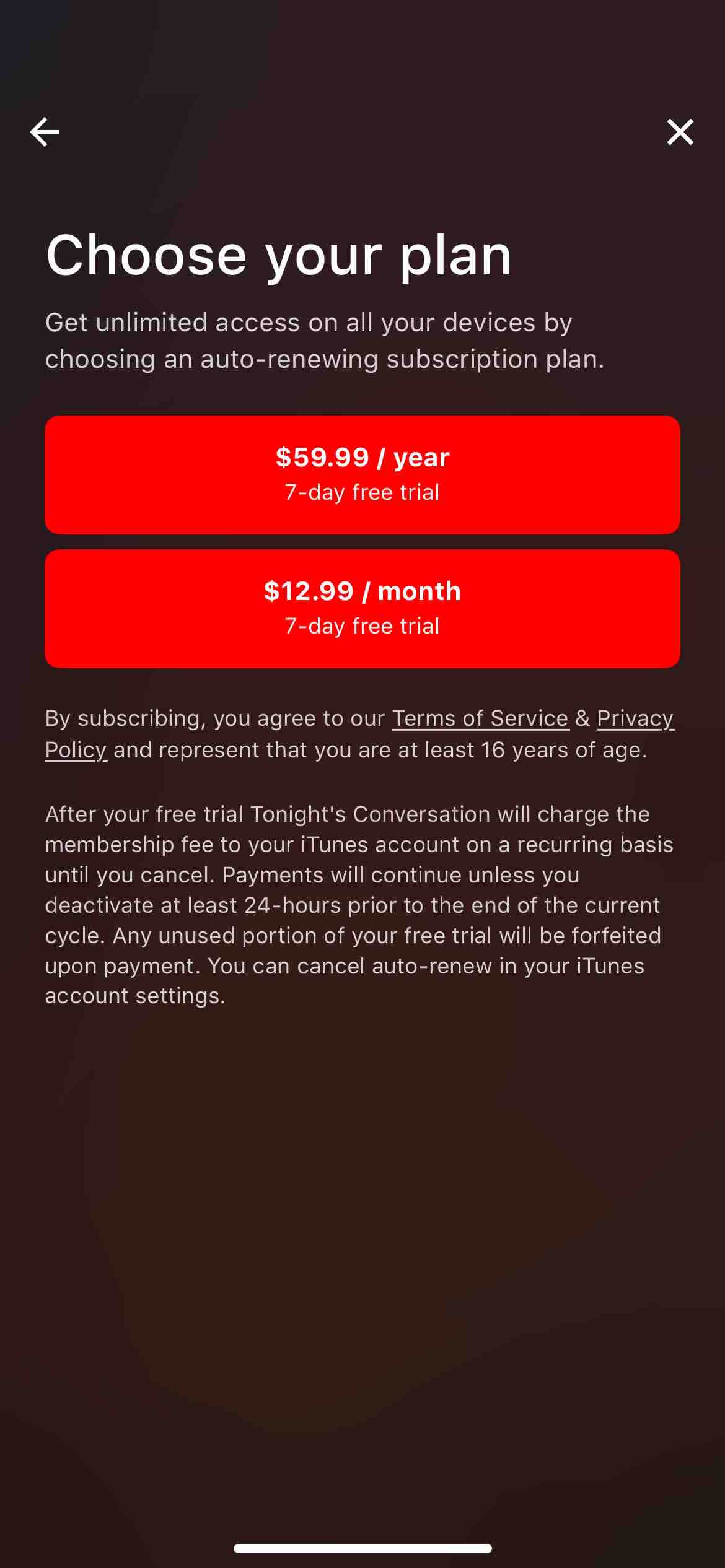 Tonight's Conversation | Paywall Screenshot ($200K/mo)