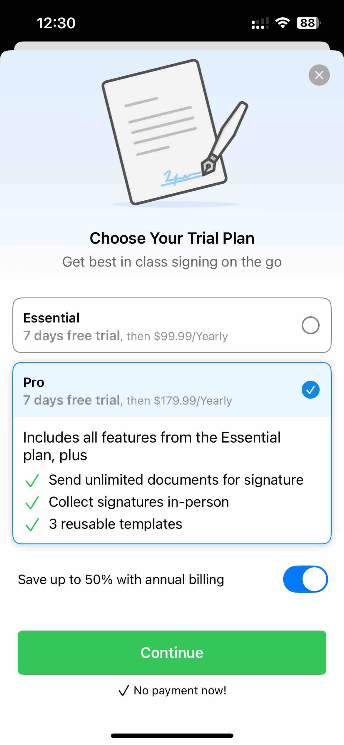 Signeasy－Sign & send documents | Paywall Screenshot ($200K/mo)