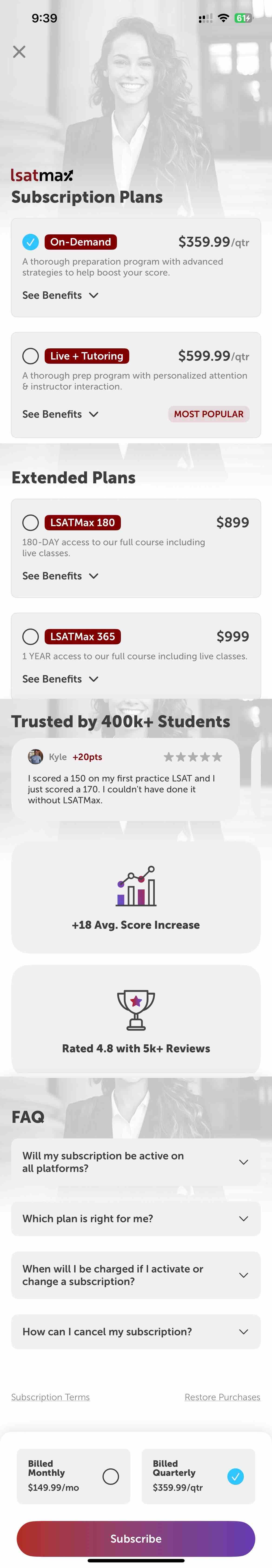 LSAT Max LSAT Prep & Tutoring | Paywall Screenshot ($1K/mo)