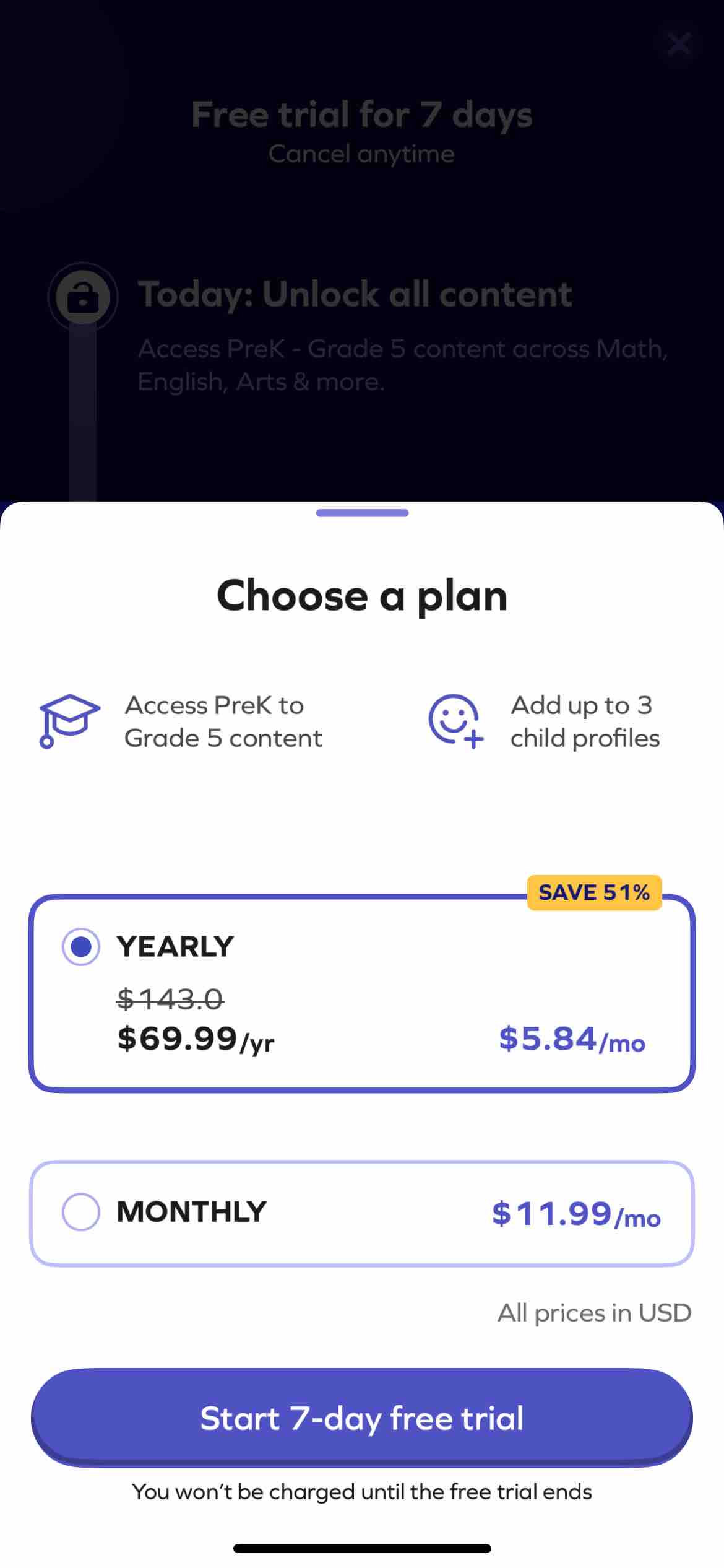 Splash Reading: Learn to Read | Paywall Screenshot ($30K/mo)