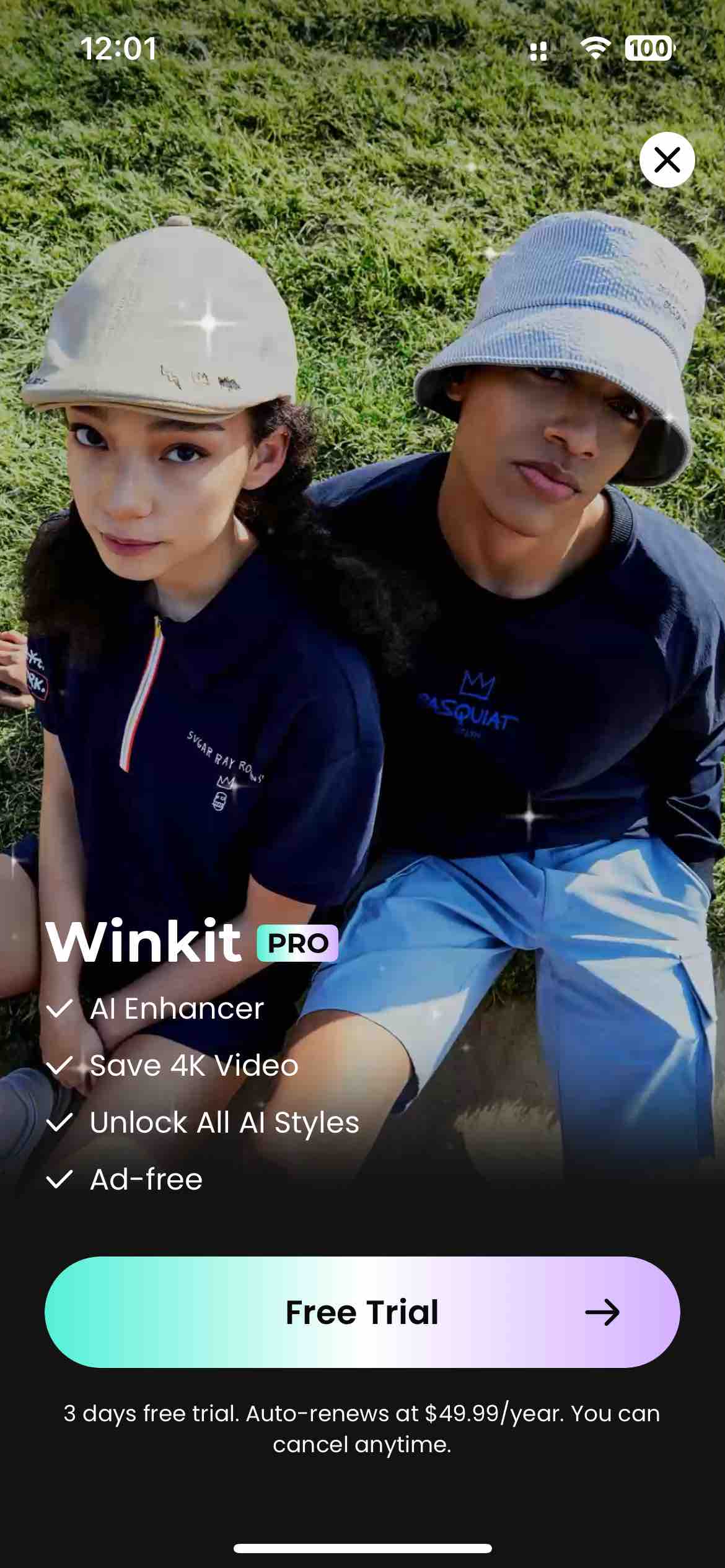 Winkit - AI Video Enhancer | Paywall Screenshot ($70K/mo)